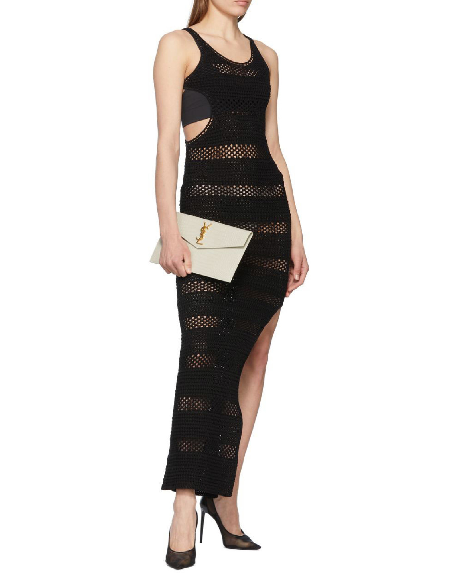 SAINT LAURENT Saint Laurent Medium Pouch with Gold Tone Logo